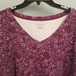 Laura Scott | Tops | Laura Scott Purple White 34 Length Sleeve Top ...